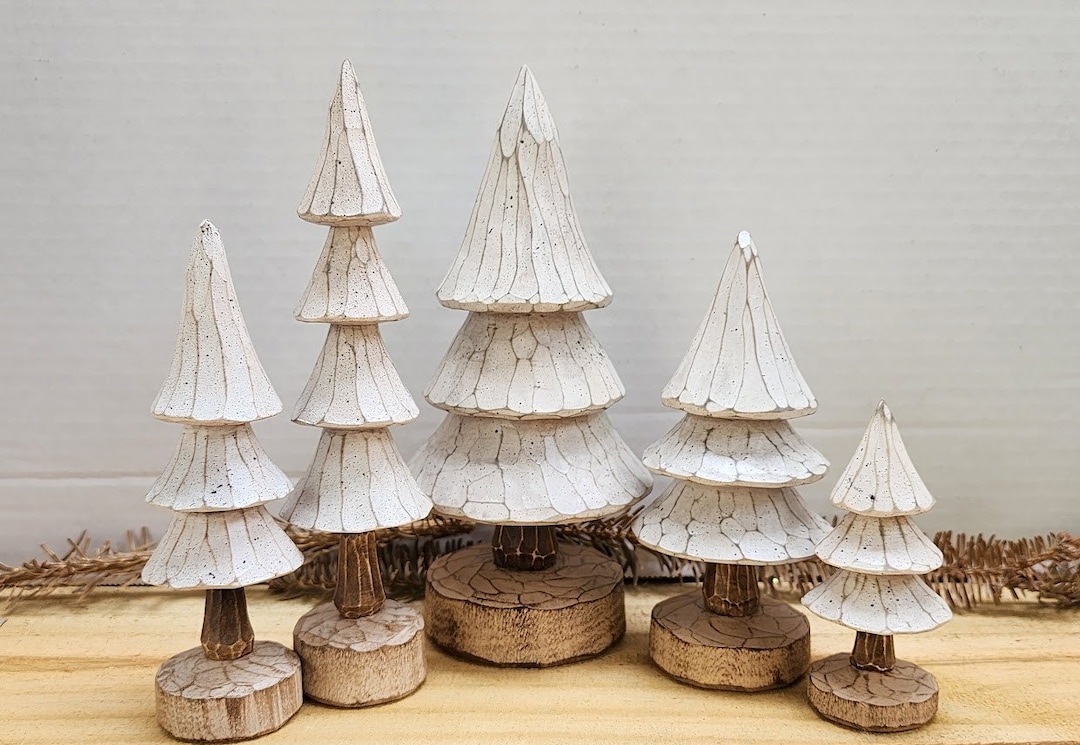 Carved Wooden Tree Sets Farmhouse Style - Etsy