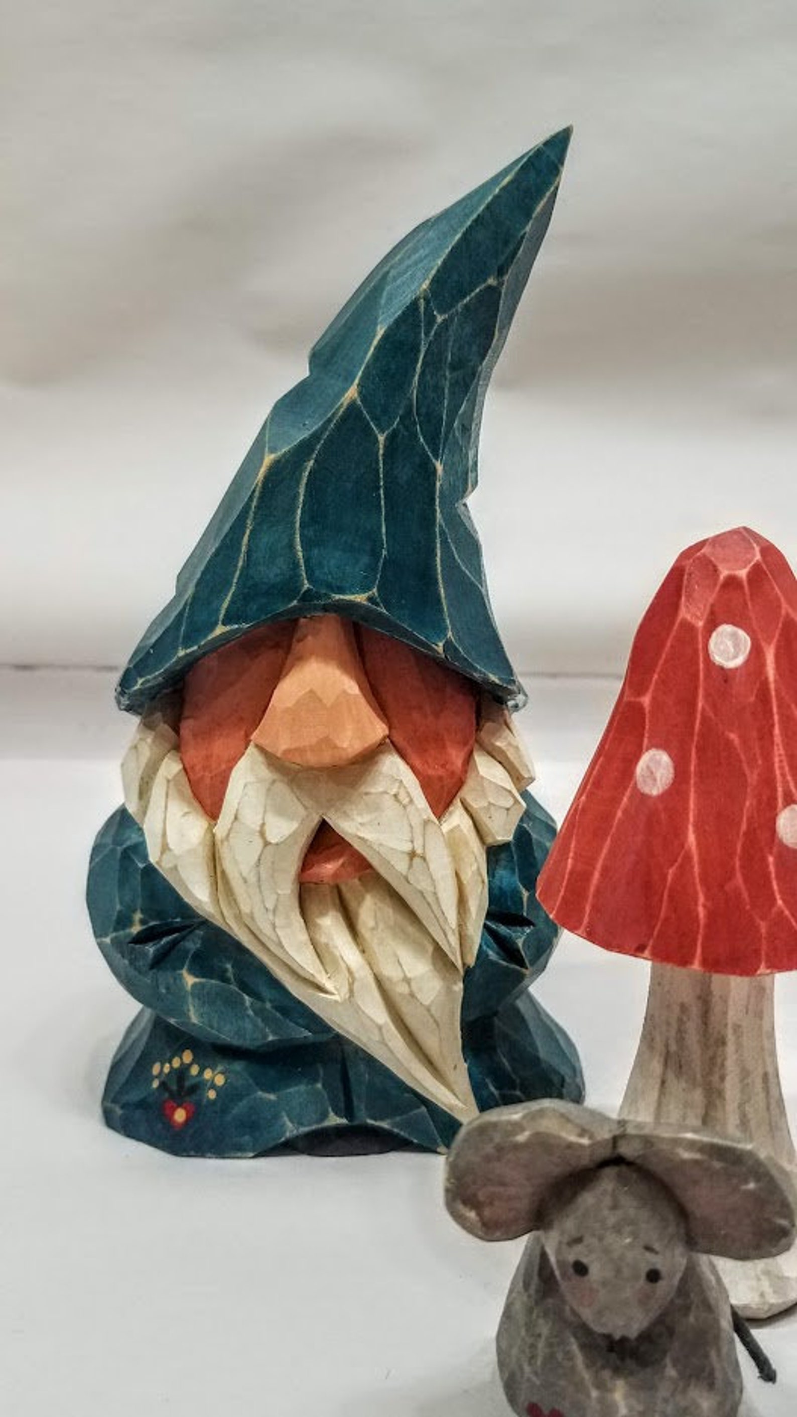 Hand Carved Forest Gnome Mushroom Mouse - Etsy