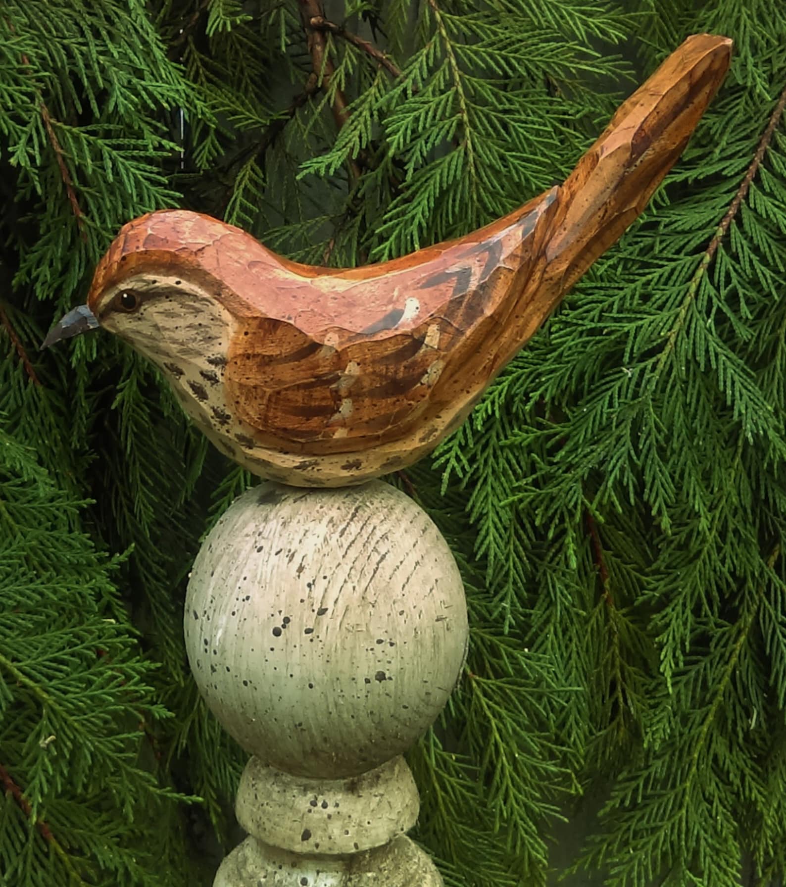Hand Carved Garden Post Birds - Etsy