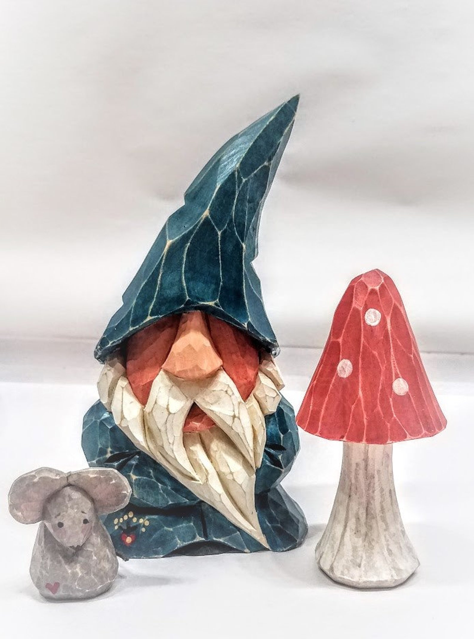 Hand Carved Forest Gnome Mushroom Mouse - Etsy