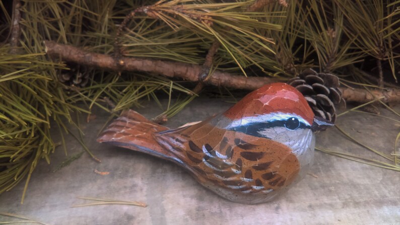 Hand Carved Windowsill Bird Sparrow | Etsy