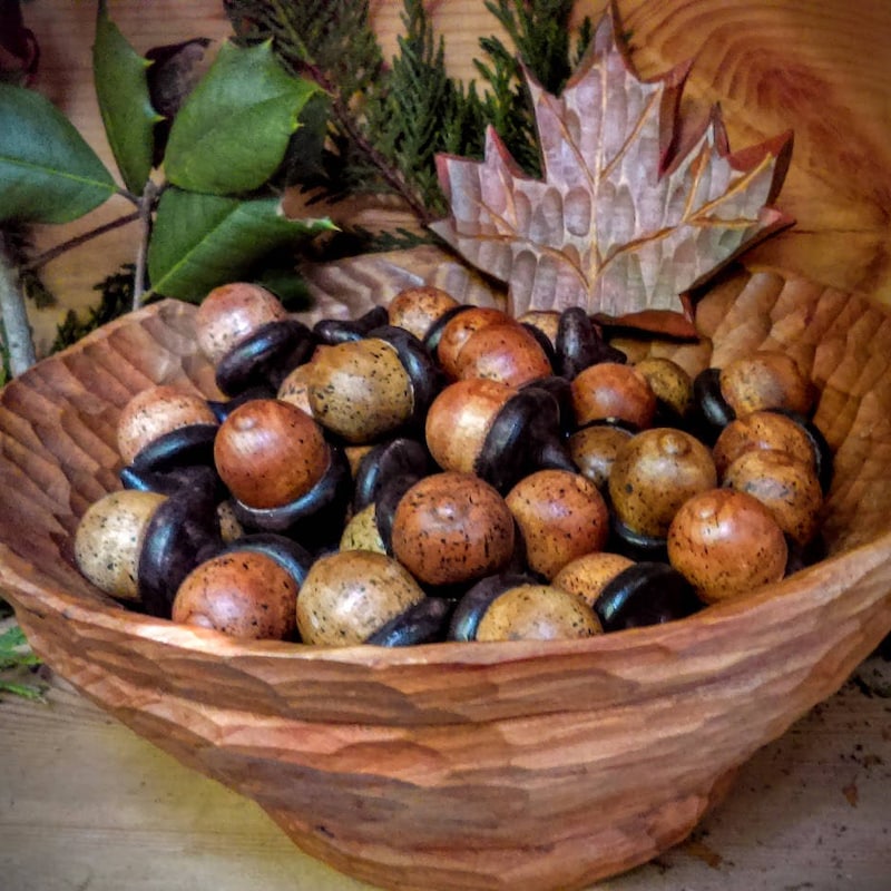 Carved Acorns - Etsy