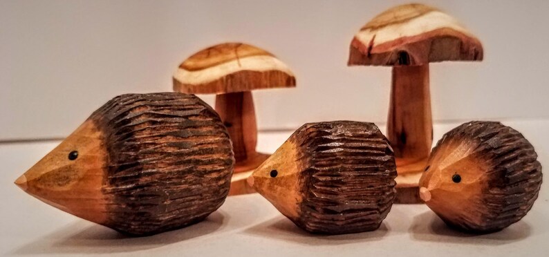 Wood Carved Hedgehogs | Etsy