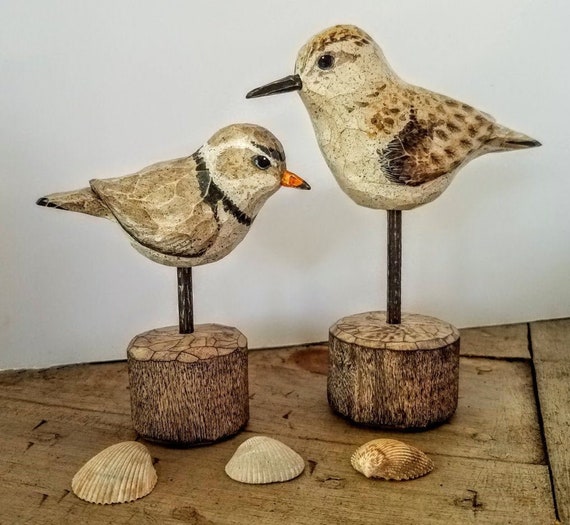 Wood Carved Shorebird Set of 2 - Etsy