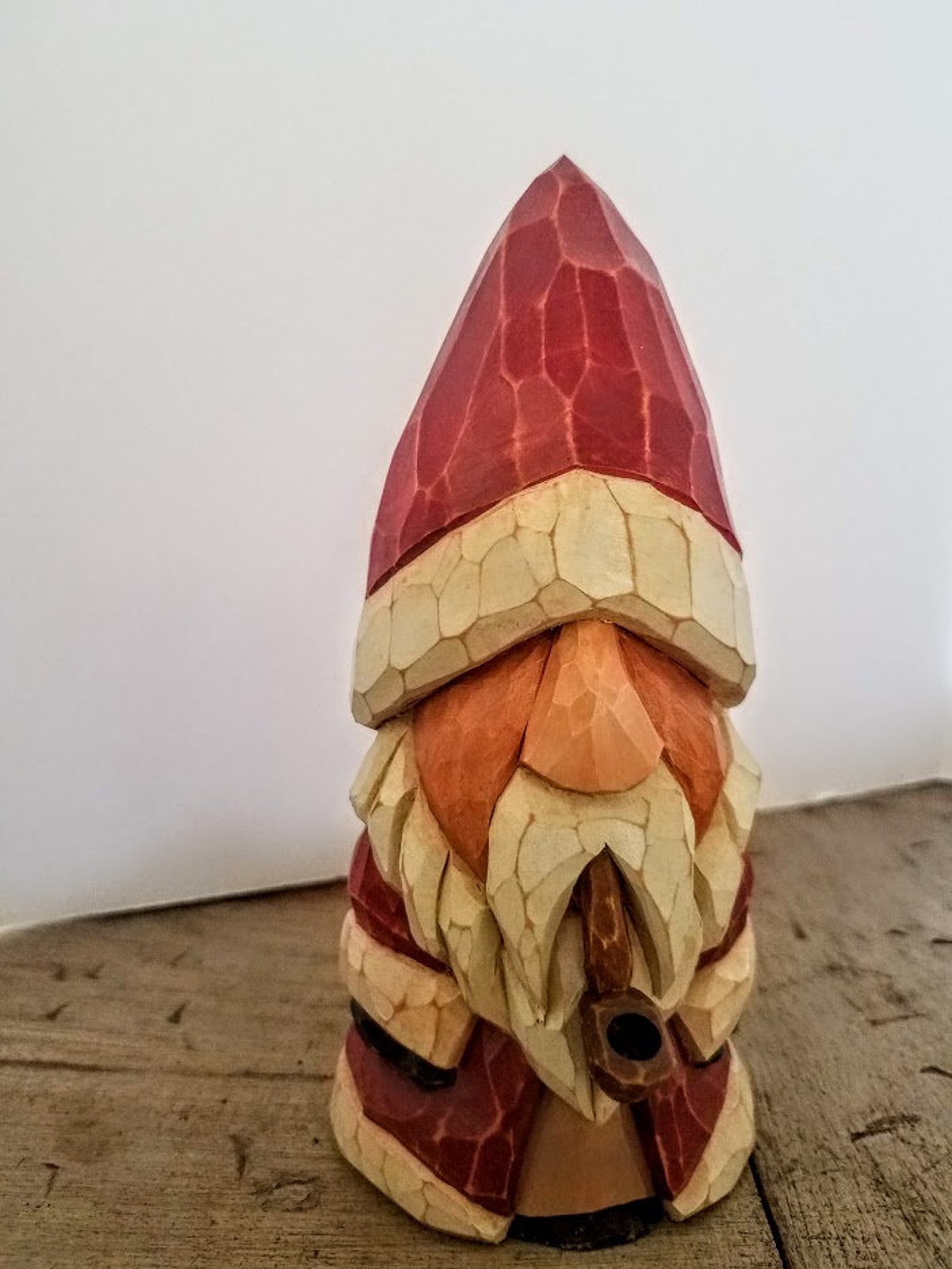 Hand Carved Santa With Pipe - Etsy