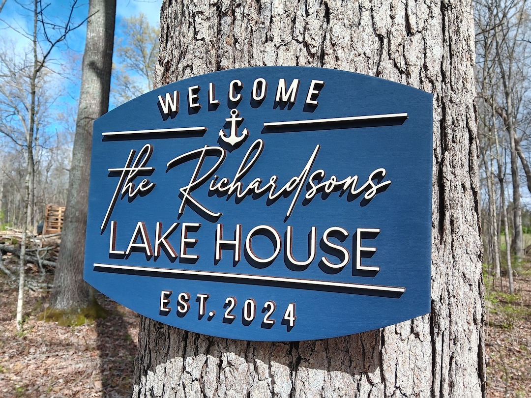 Lake House Sign, 3D Wood Last Name Sign for Lake Home, Lake House Decor ...