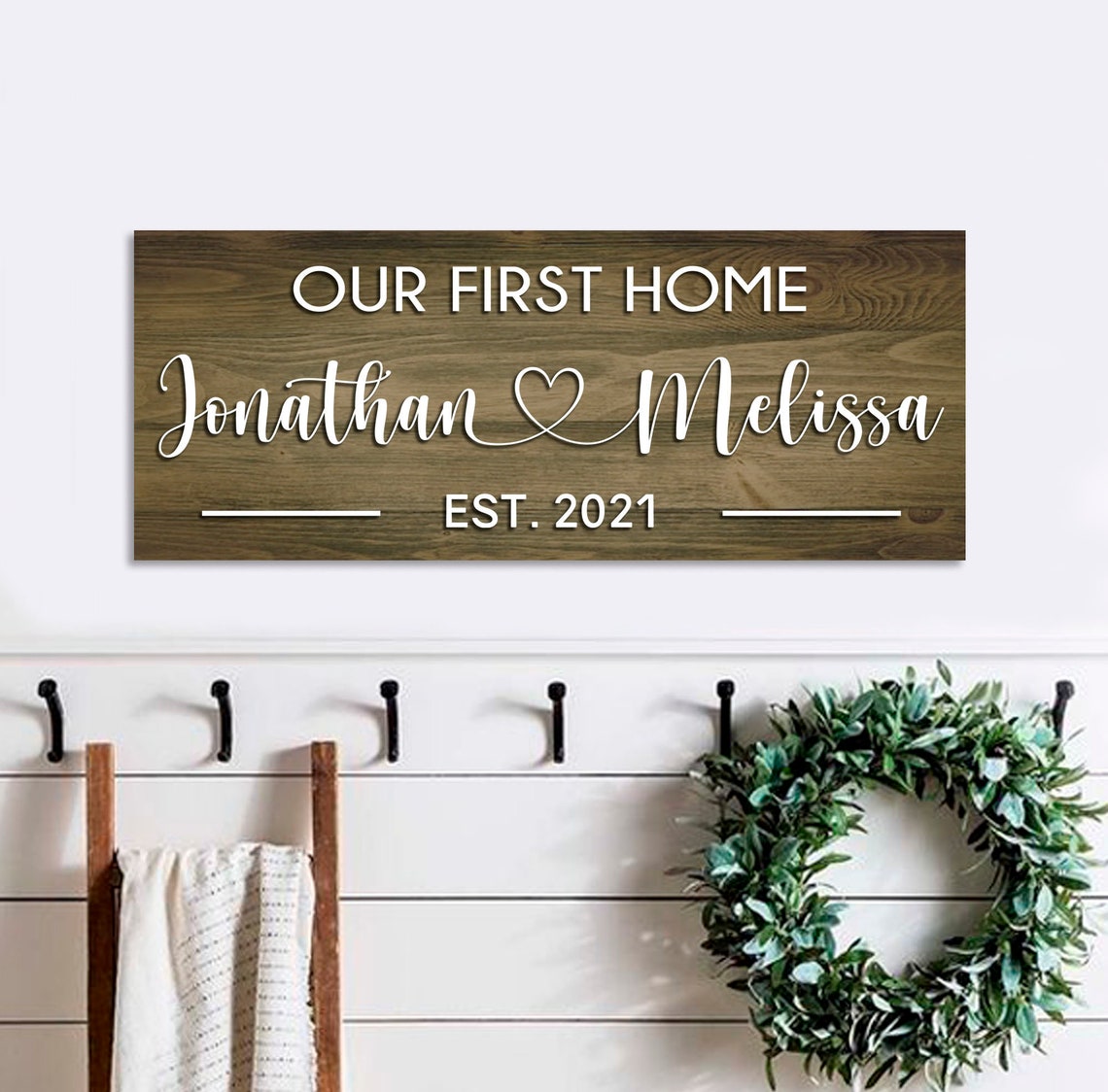 Our first home sign new home sign couples name sign | Etsy