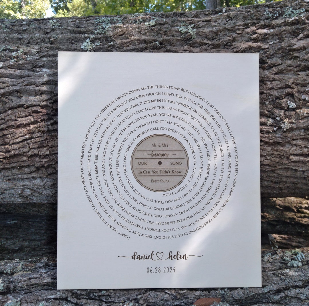 Engraved Song Lyrics Vinyl Record Art Engraved Wedding Song - Etsy