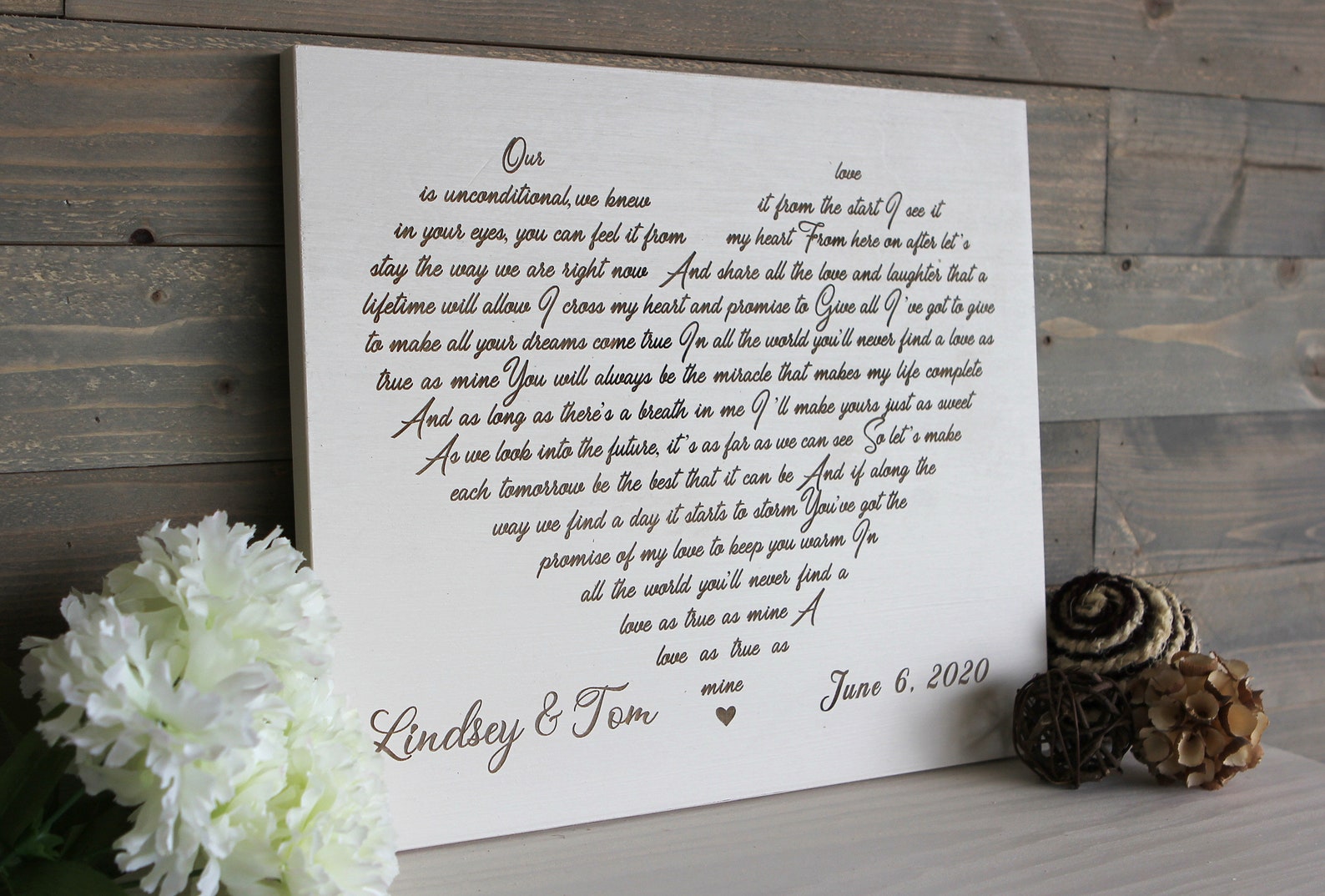Song Lyrics Sign Engraved Wedding Song Cross My Heart First - Etsy