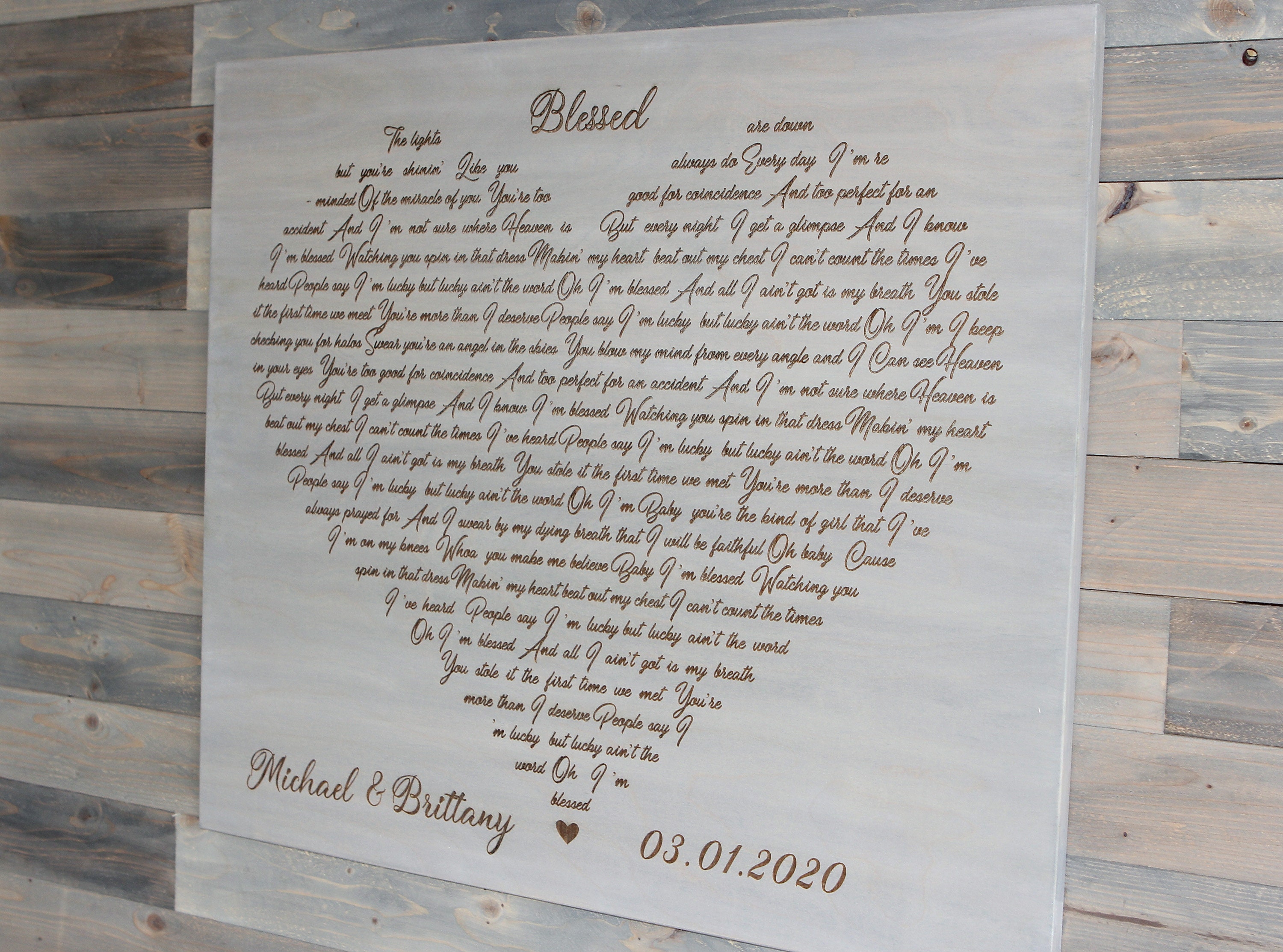 Song Lyrics Sign Engraved Wedding Song Cross My Heart First - Etsy