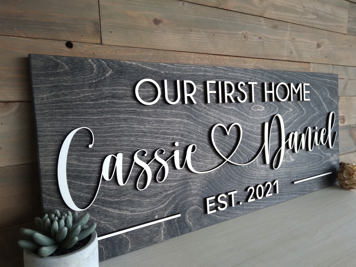 Personalized First Home Sign Couples Name Sign New Home - Etsy