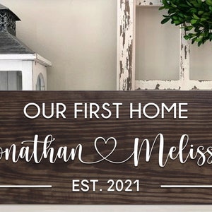 Our first home sign new home sign couples name sign | Etsy