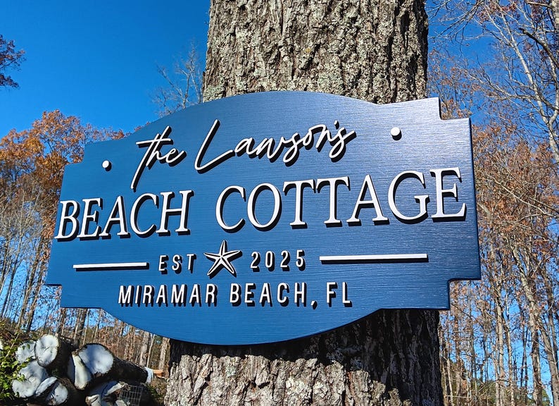 Custom Beach Lake River Cottage Airbnb Welcome Sign With Raised ...