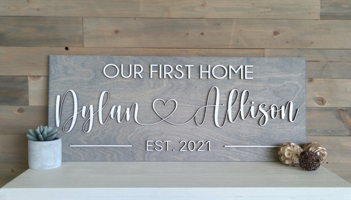 Our First Home Sign New Home Sign 3d Wood Sign Couples | Etsy