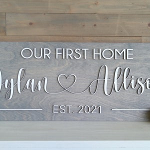 Our First Home Sign | New Home Sign | 3d Wood Sign | Couples Name Sign ...