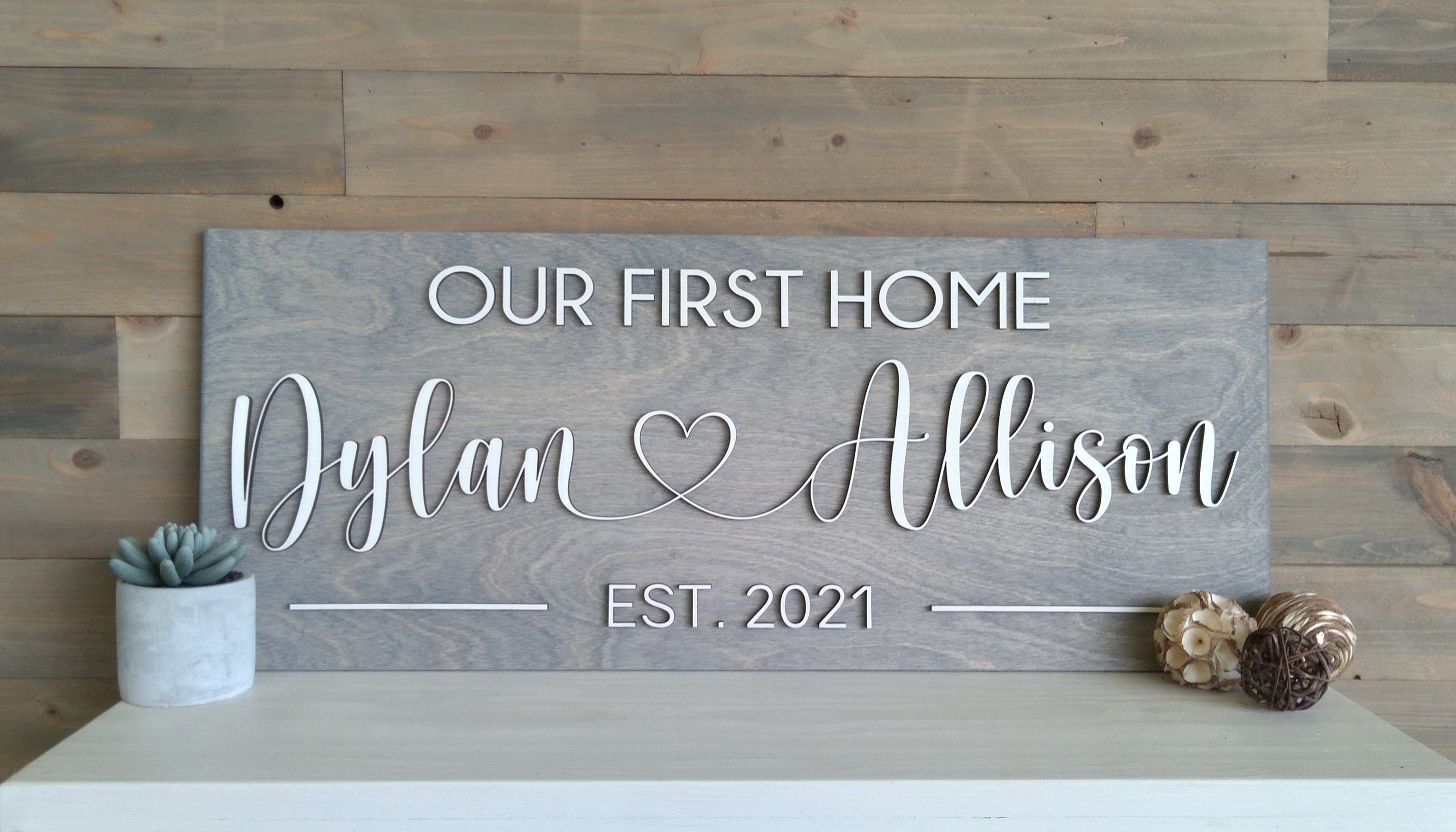 Our First Home Sign | New Home Sign | 3d Wood Sign | Couples Name Sign ...