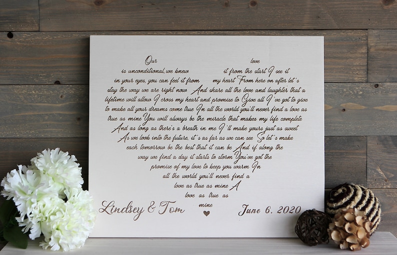 Song Lyrics Sign Engraved Wedding Song Cross My Heart First - Etsy