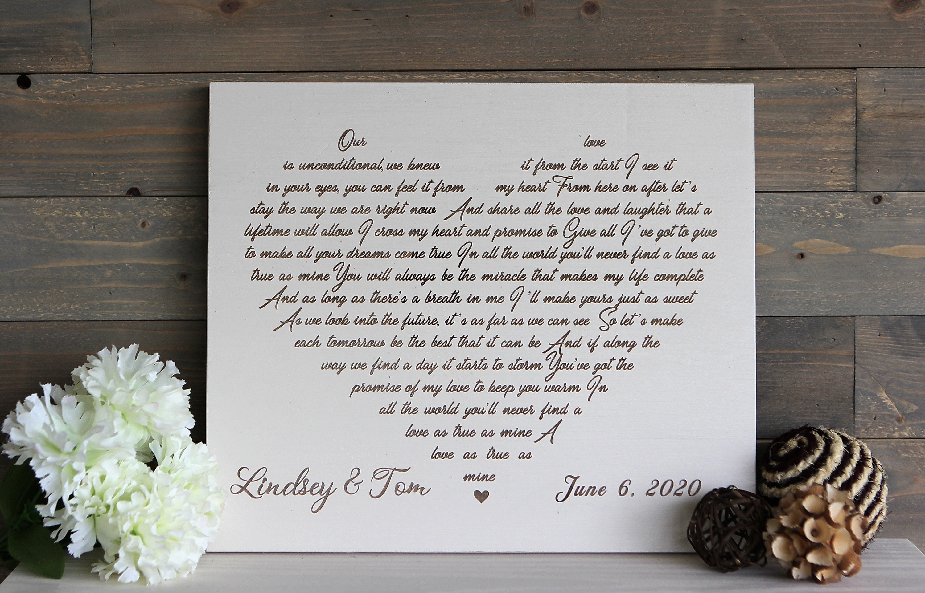 Song Lyrics Sign Engraved Wedding Song Cross My Heart First - Etsy