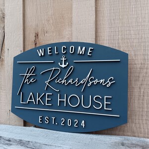 Lake House Sign, 3D Wood Last Name Sign for Lake Home, Lakehouse Decor ...