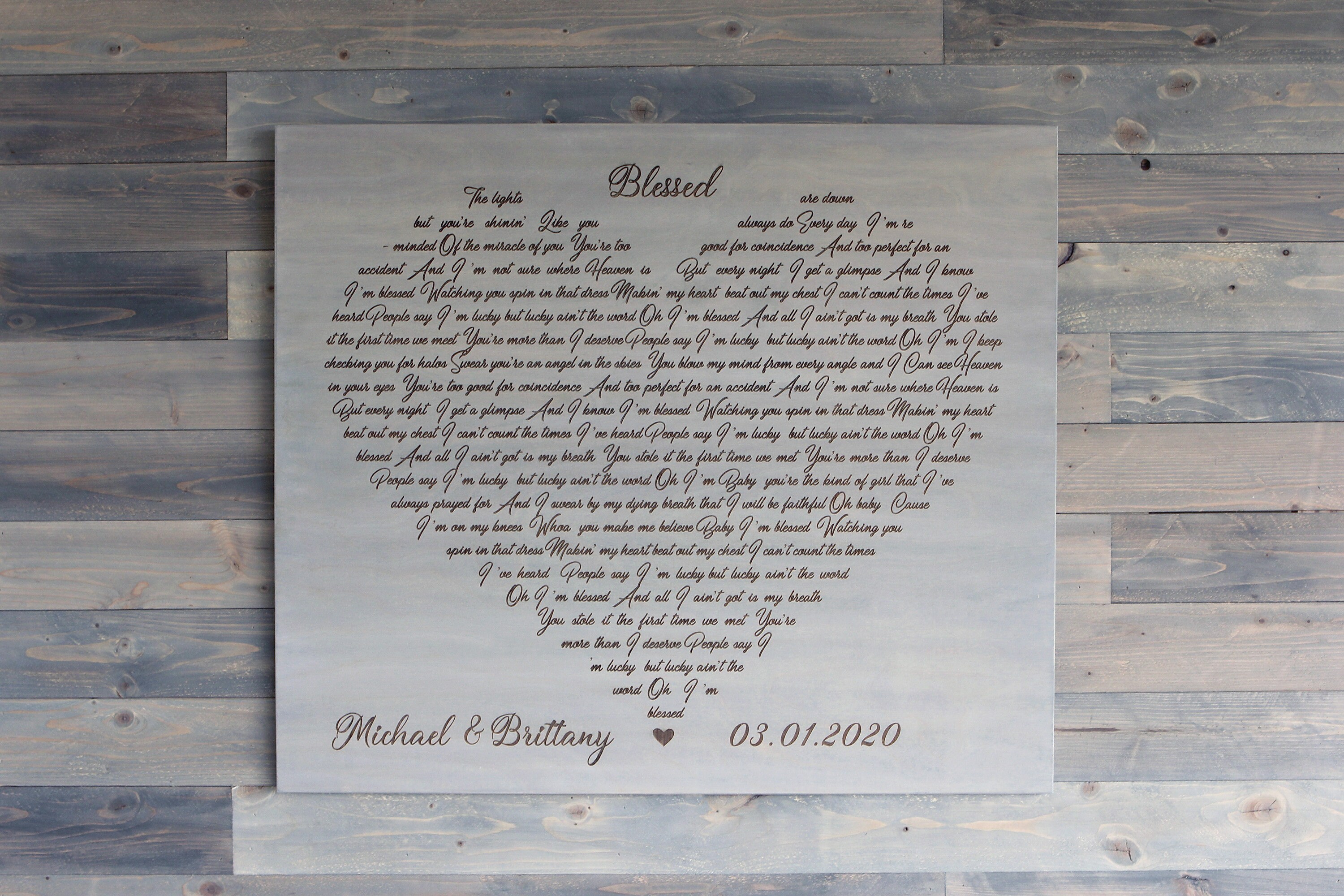 Song Lyrics Sign Engraved Wedding Song Cross My Heart First - Etsy