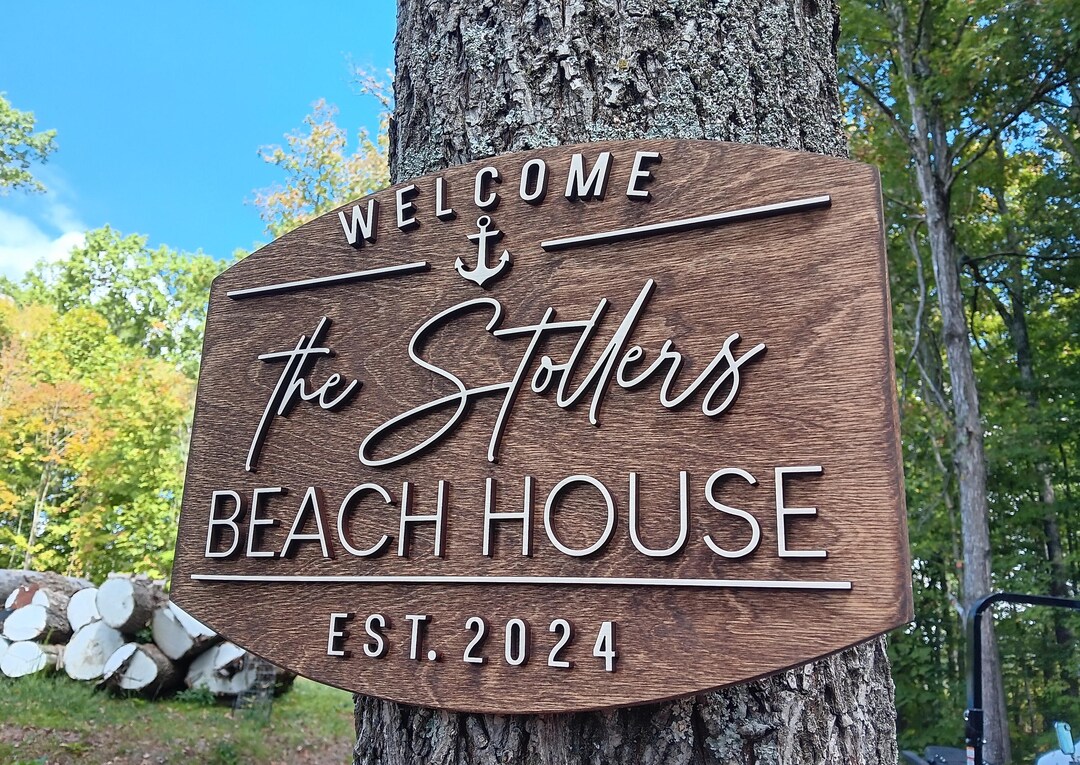 Beach House Sign, Beach House Decor, Personalized Wood Sign, 3D Sign ...