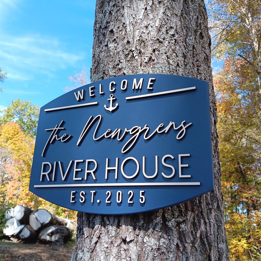 River House Sign, Welcome to the River House, 3D Family Last Name Sign ...