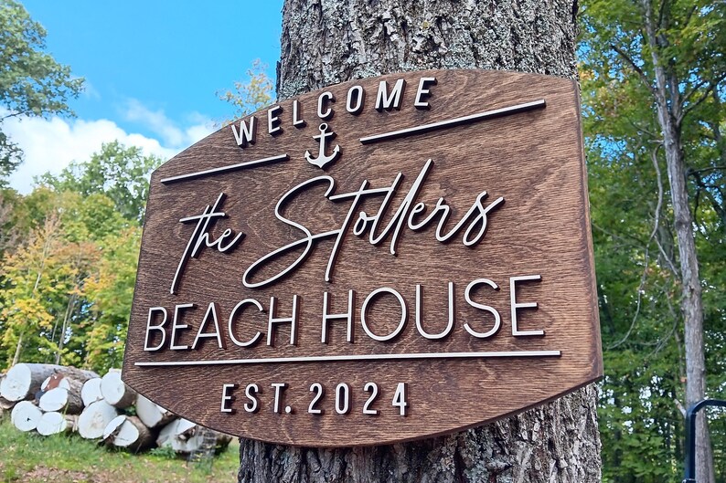 Beach House Sign, Beach House Decor, Personalized Wood Sign, 3D Sign ...