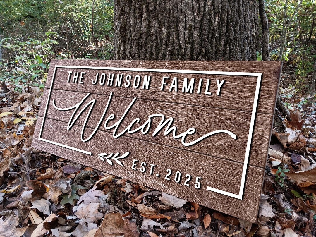 Last Name Welcome Sign | Family Name Est Pallet Style Sign | New Home ...