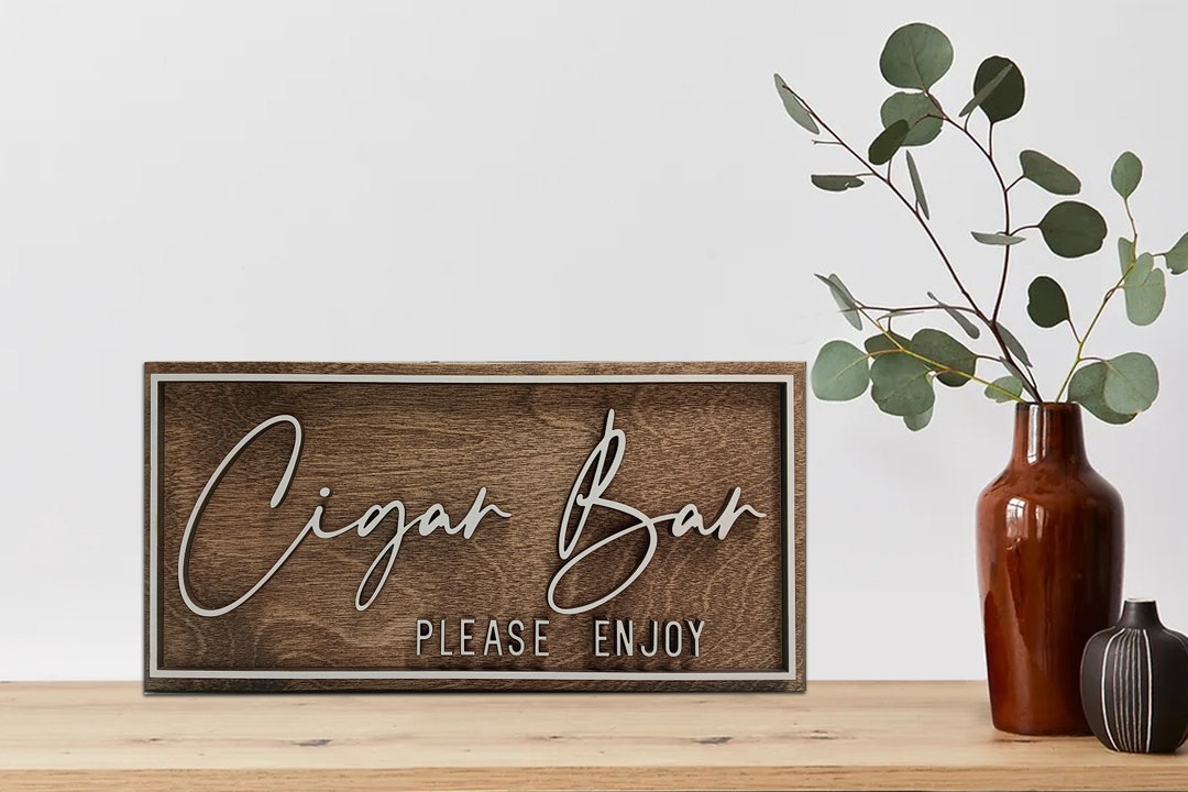 Cigar Bar Sign | Open Bar Wedding Sign | 3D Wood Home Cigar Bar Sign ...