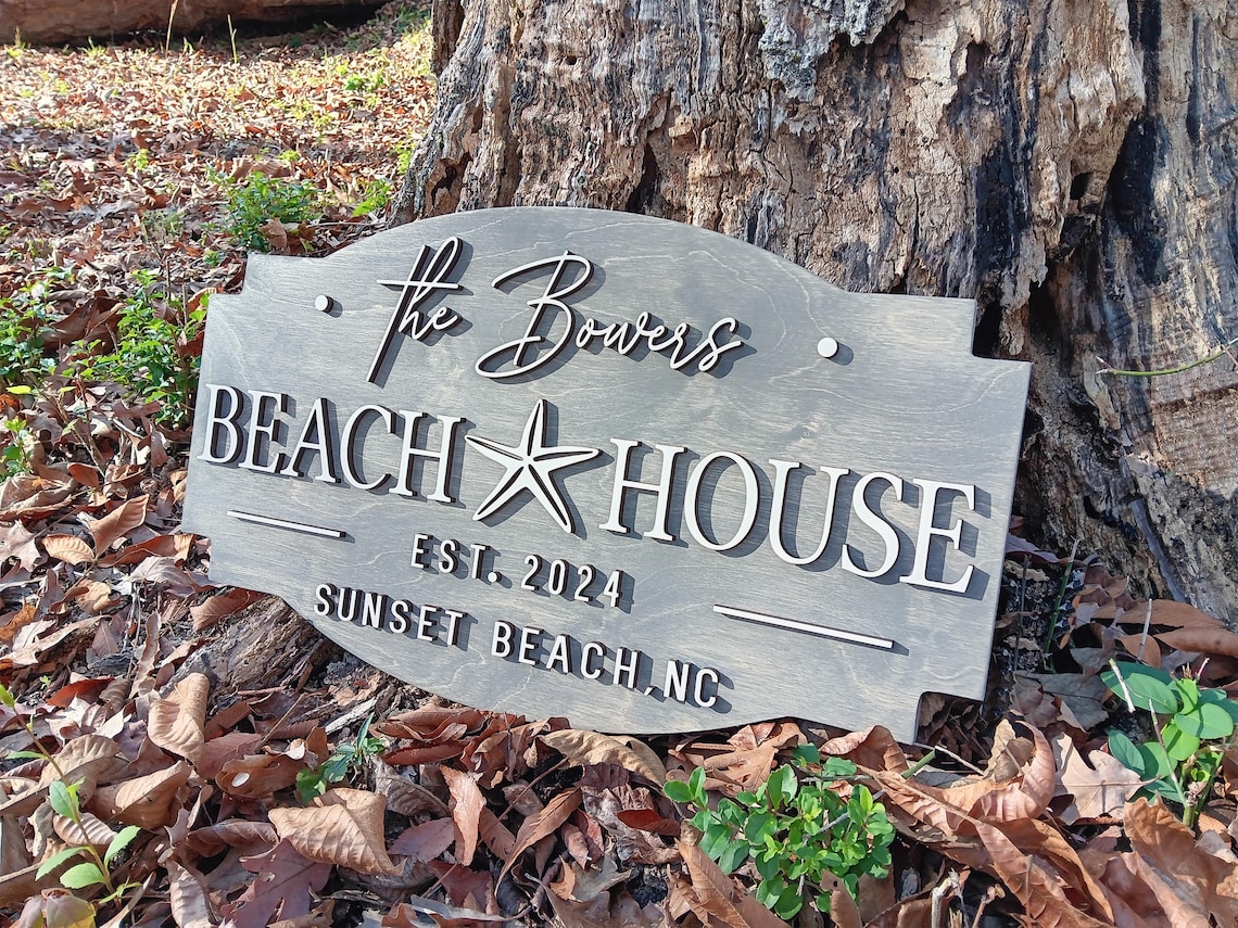 Customizable Beach Lake River Cottage Airbnb Welcome Sign With Raised ...