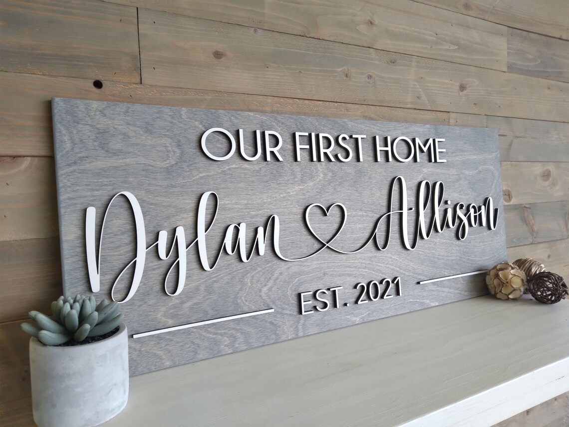 Our First Home Sign New Home Sign 3d Wood Sign Couples - Etsy