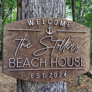 Beach House Sign, Beach House Decor, Personalized Wood Sign, 3D Sign ...