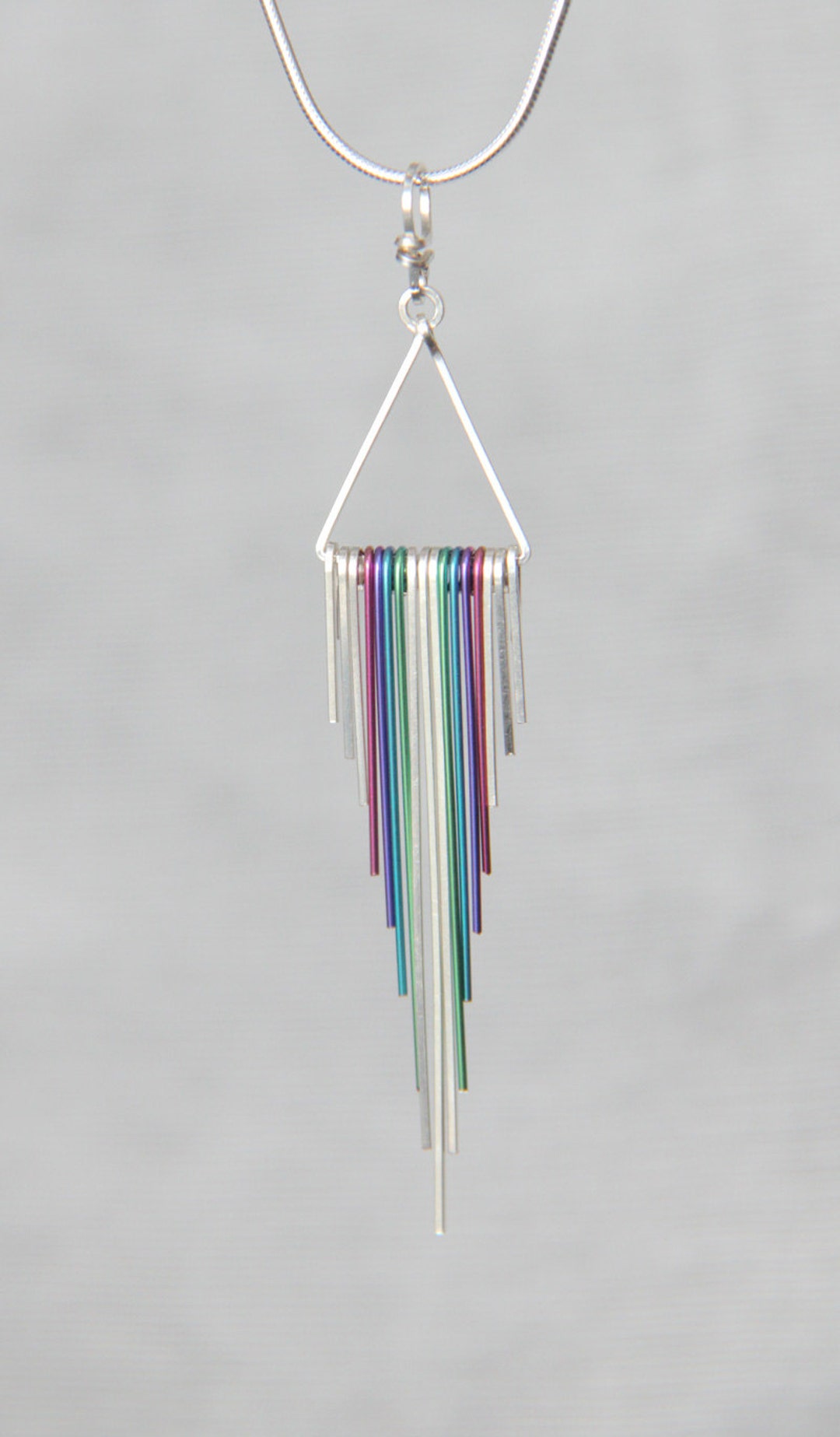 Waterfall Necklace Sterling Silver and Niobium Wire Wrapped Necklace - Etsy