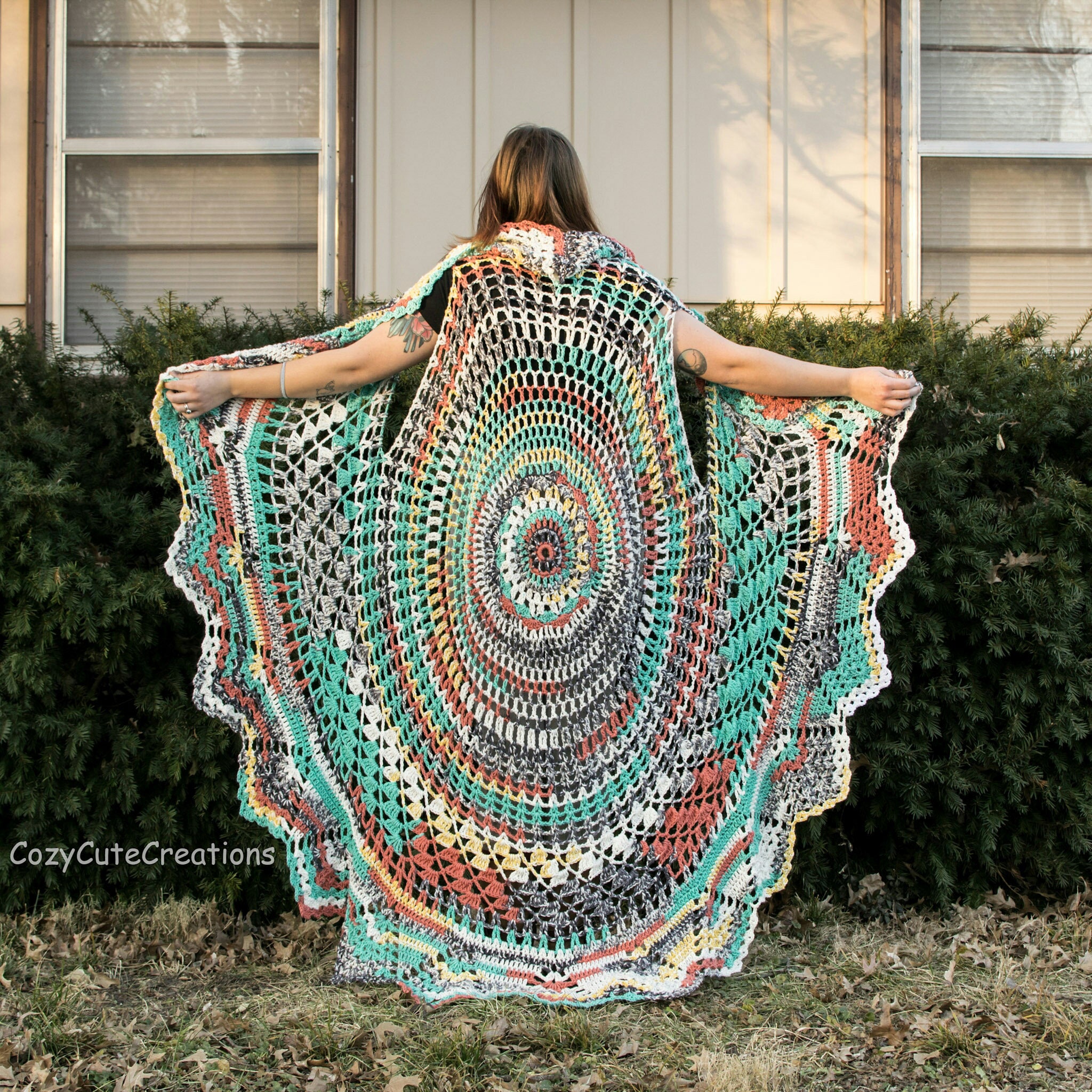 Crochet Bohemian Circle Vest | Stevie Nicks Style Crochet Boho Cover ...