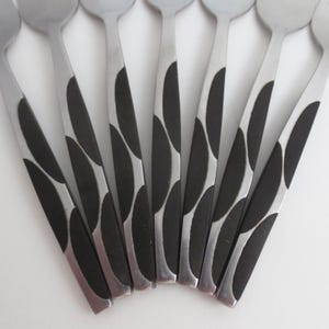 Japan Stainless Mid Century Modern Flatware ~ Black Half Circles Inlay ...