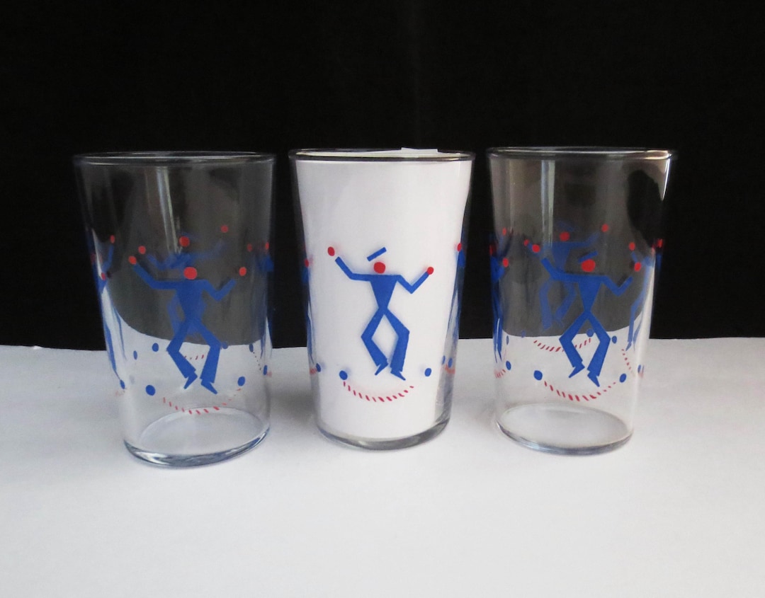 Three Swanky Swigs Juice Glasses ~ 1940's Rare Dancing Sailor Stick ...