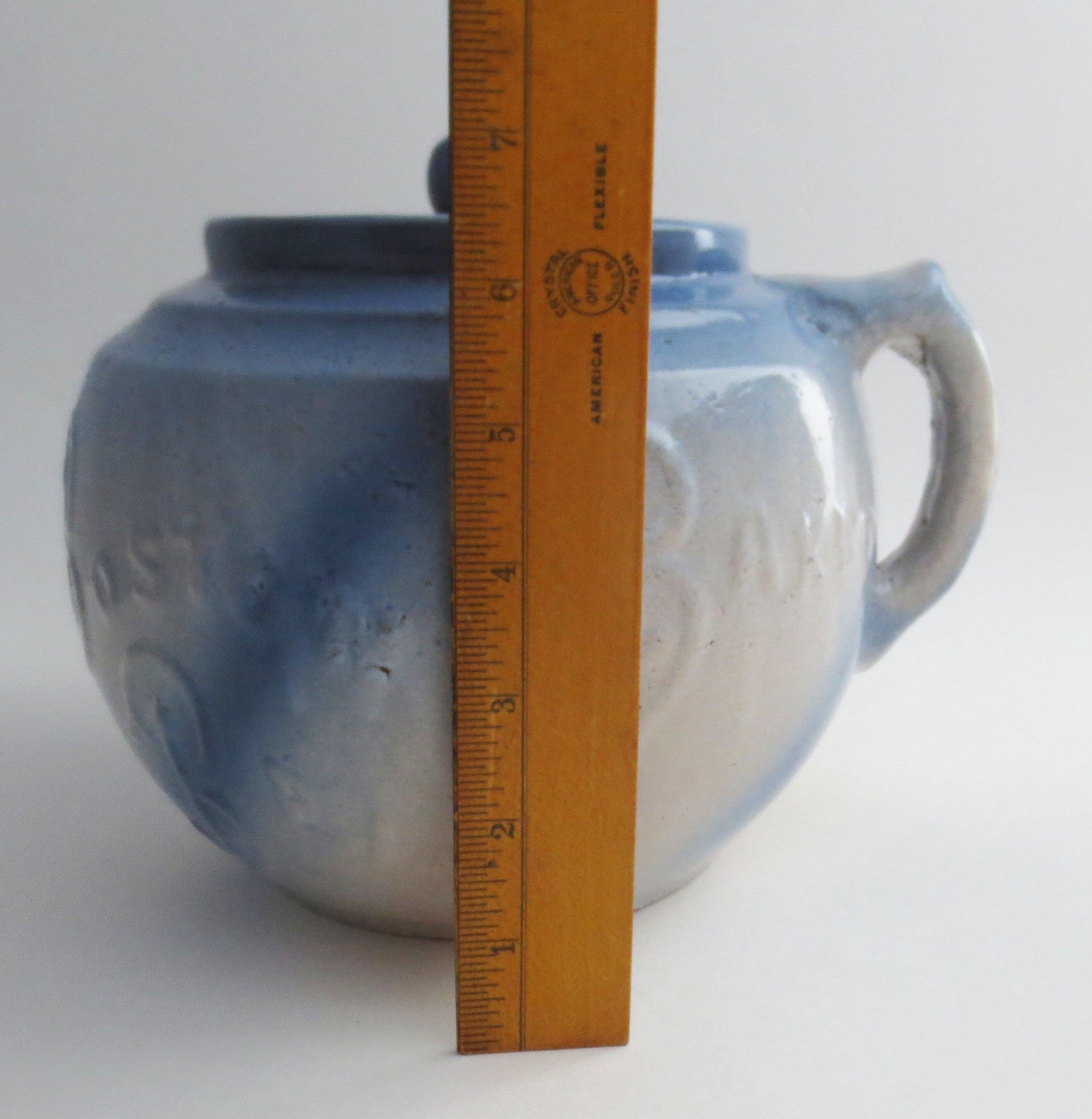 Antique Salt Glazed Stoneware Bean Pot, Boston Baked Beans Crock, Blue ...