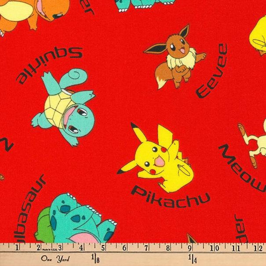 Pokemon Red 100% Cotton Fabric by the Half Yard - Etsy