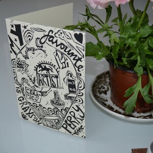 Grayson Perry Inspired - Hand Carved Linocut Greetings Card - Etsy UK
