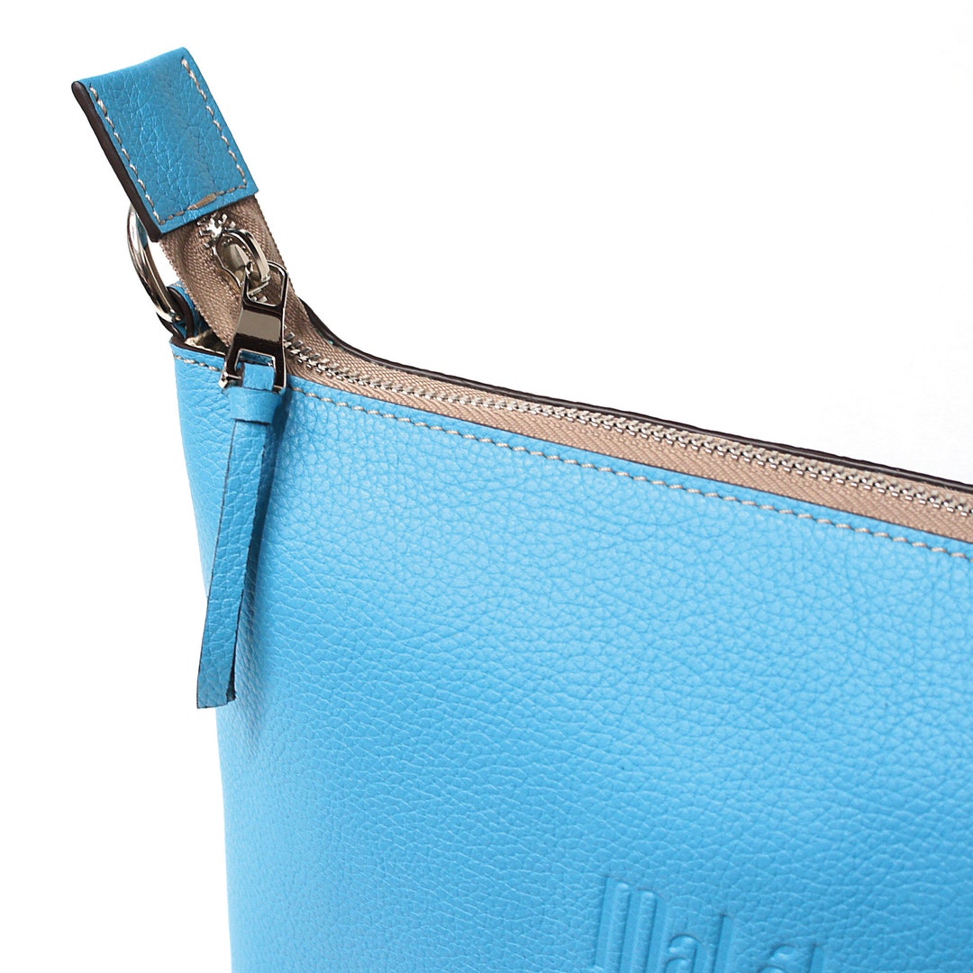 Light Blue Leather Bag With Shoulder Strap, Perfect for Any Occasion ...