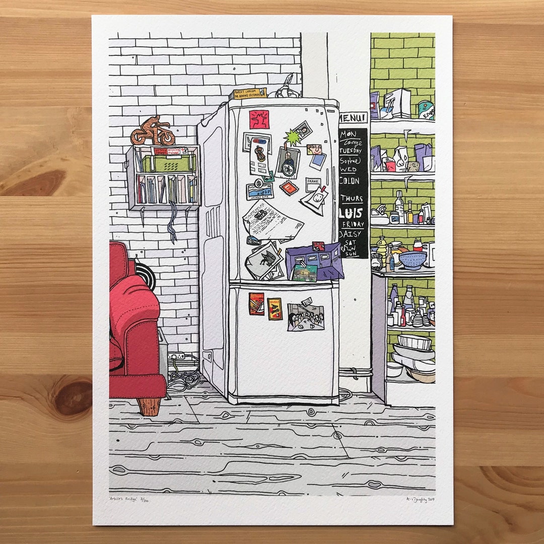 Artist's Fridge - Art Print - London - Illustration - Adam Doughty - Etsy