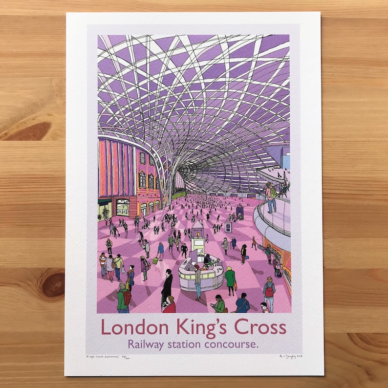 King's Cross London - Art Print - Illustration - Railway Station ...