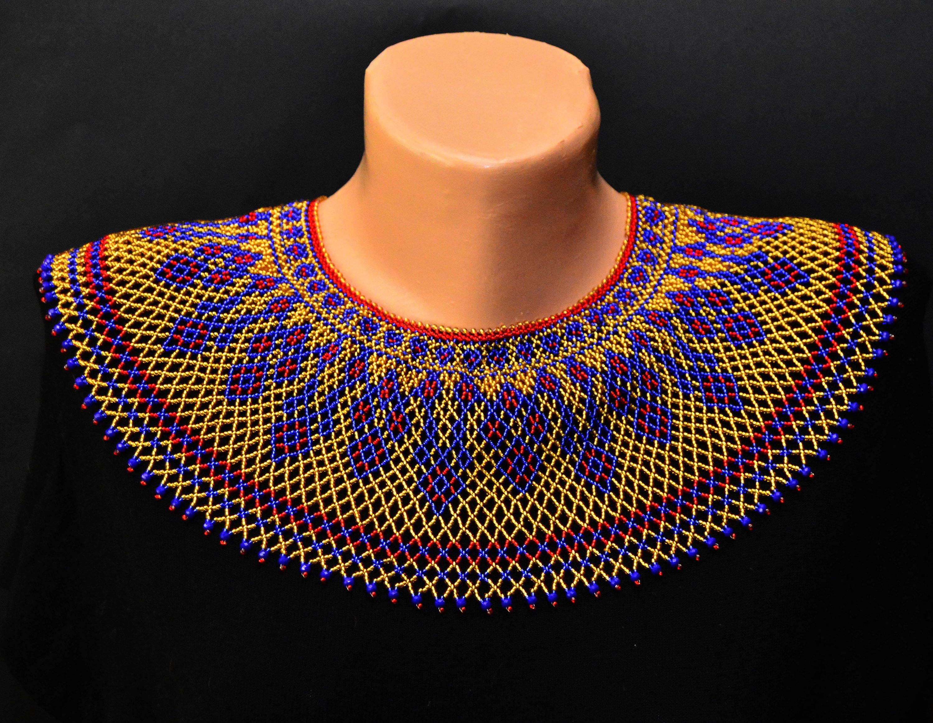 Beaded Collar Necklace Egyptian Necklace Artisan Beaded - Etsy