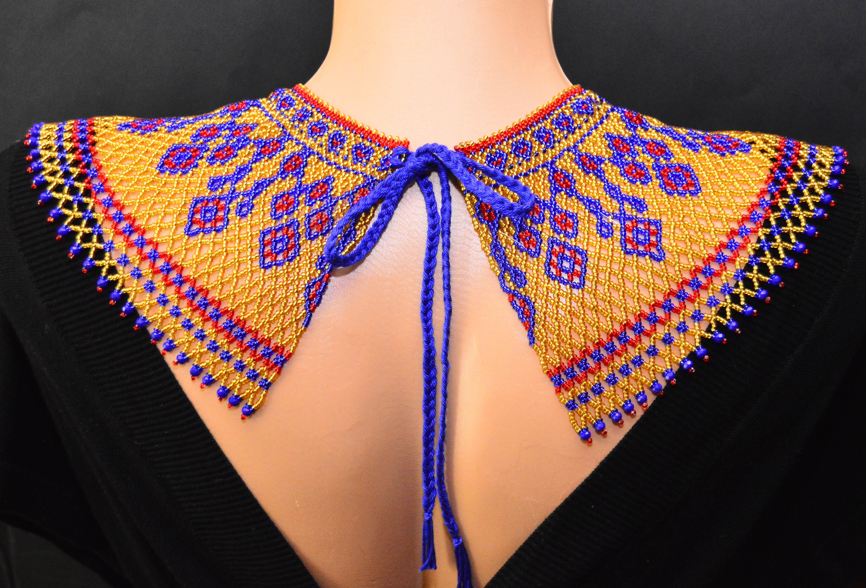 Beaded Collar Necklace Egyptian Necklace Artisan Beaded - Etsy