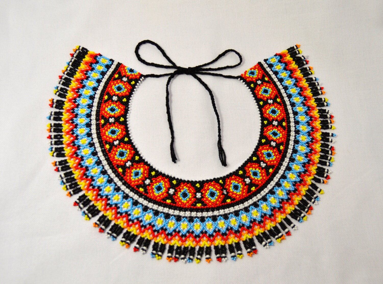 Beaded Choker Collar Necklace, Seed Bead Necklace, Ornament Artisan ...