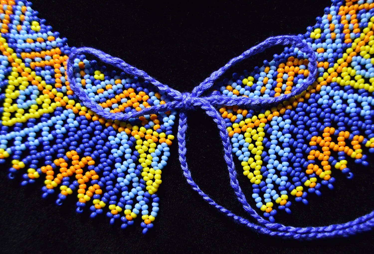 Multicolor Beaded Collar Necklace Blue Yellow Orange Necklace - Etsy