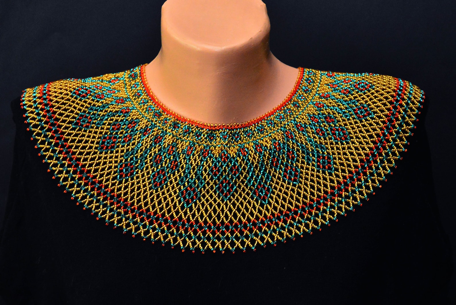 Beaded Collar Necklace Egyptian Necklace Artisan Beaded - Etsy