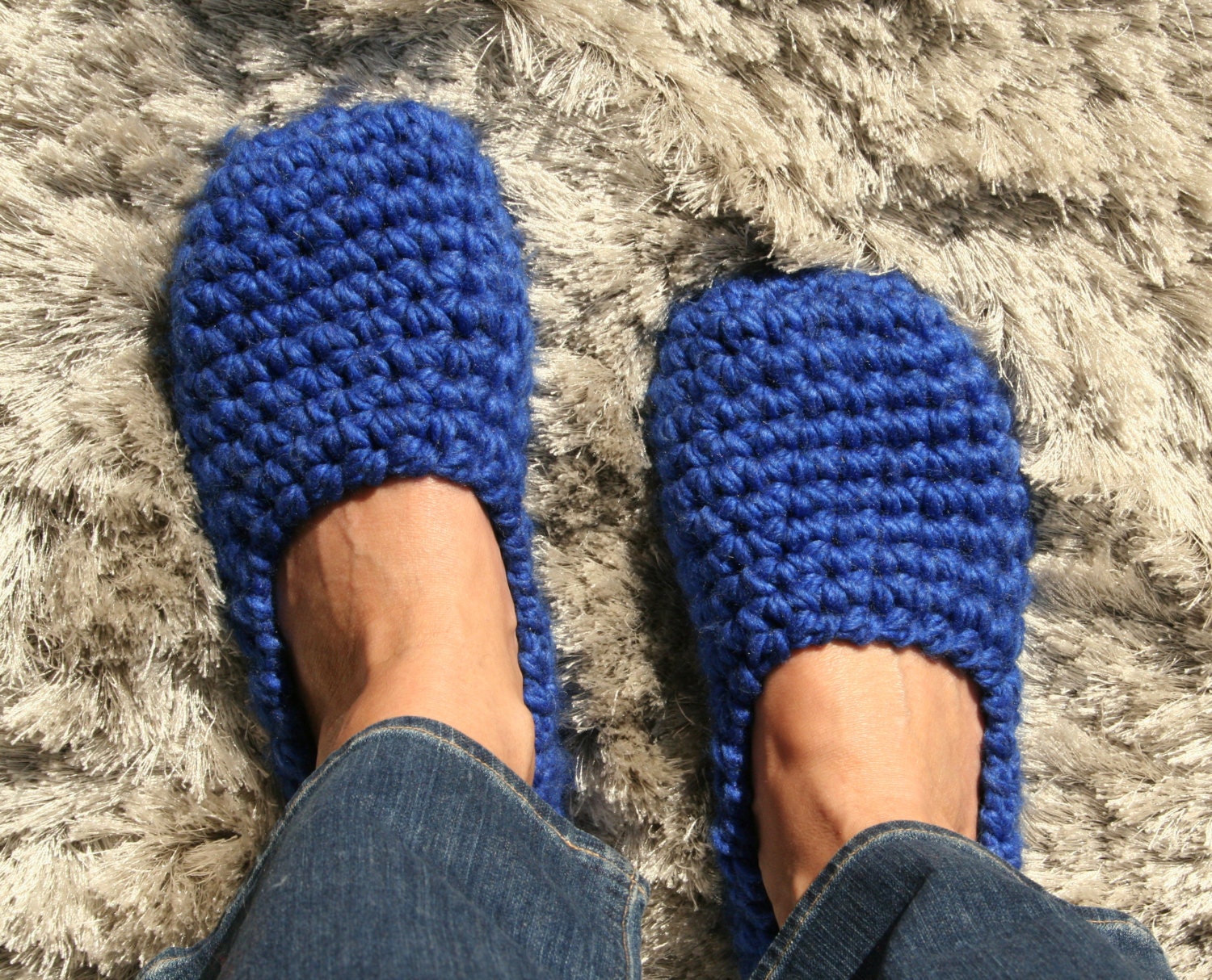 ROYAL BLUE Slippers for Women - Footwear - Ballet Flats - Handmade Home ...
