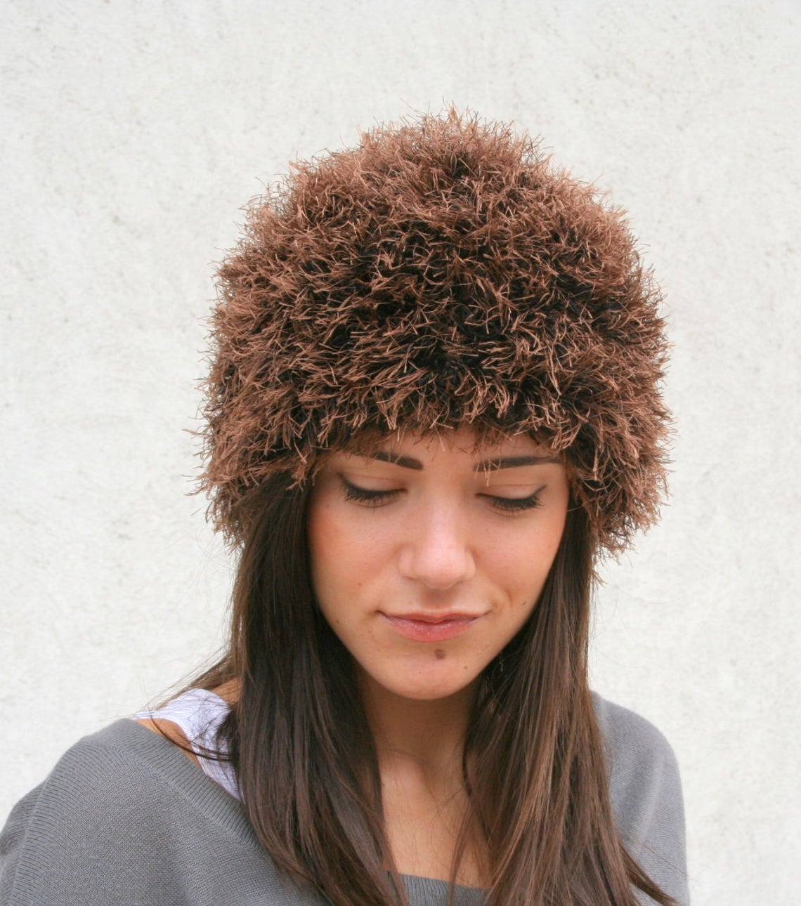 Knit Fur Hat Knitted Winter Hat Faux Fur Hat - Etsy