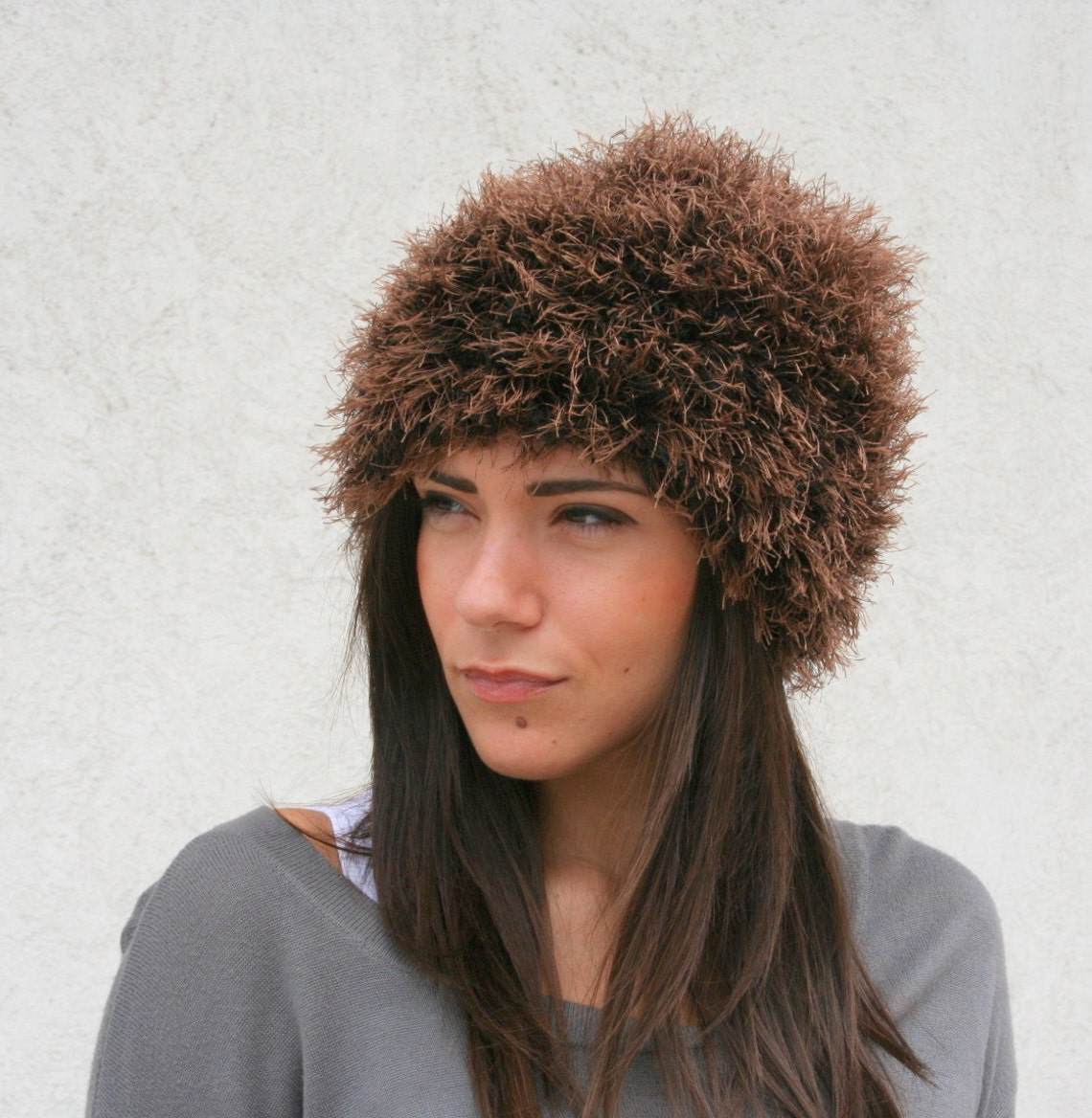 Knit Fur Hat Knitted Winter Hat Faux Fur Hat - Etsy